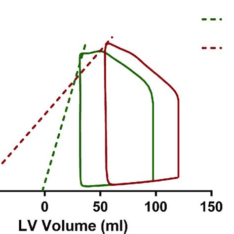 Intraventricular Pressure Volume Loops For Two Scenarios Of High E Es