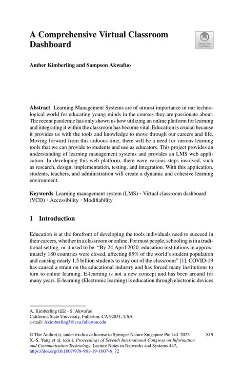 Pdf A Comprehensive Virtual Classroom Dashboard
