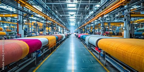 Interior Of Textile Factory During Manufacturing Process Concept Textile Factory Manufacturing