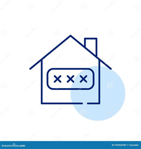 Password Protected House Smart Lock Pixel Perfect Editable Stroke Icon Stock Illustration
