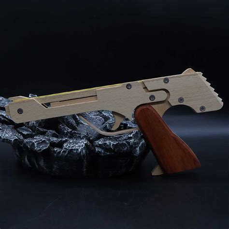 Wooden Rubber Band Gun Assembled Flying Eagle Solid Wood Pistol