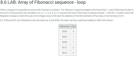 Solved LAB Array Of Fibonacci Sequence LoopWrite A Chegg