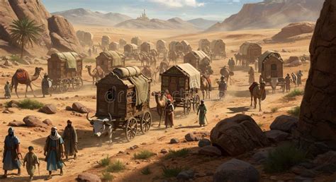 Ancient Caravan Crossing The Desert A Journey Through Time Stock