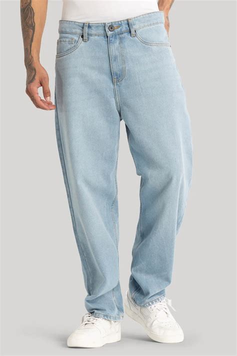 Buy Mens Light Blue Plain Loose Fit Jeans Online Snitch Snitch