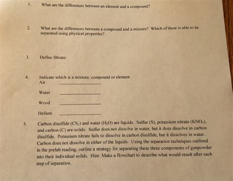 Solved What Are The Differences Between An Element And A Chegg