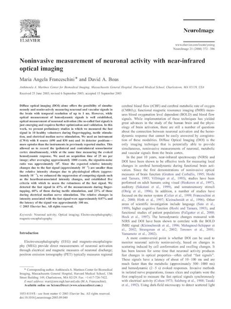 PDF Noninvasive Measurement Of Neuronal Activity With Near