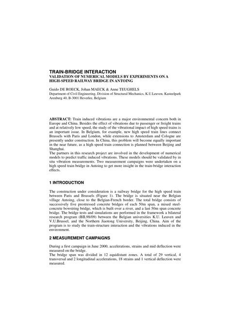 Pdf Train Bridge Interaction