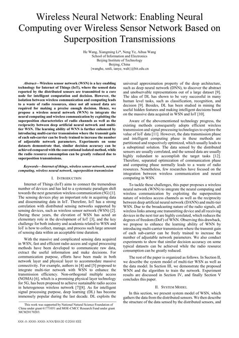 Pdf Wireless Neural Network Enabling Neural Computing Over Wireless Sensor Network Based On