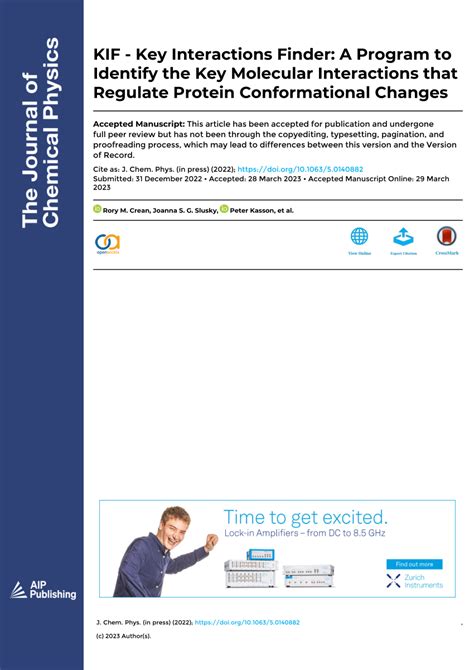 PDF KIF Key Interactions Finder A Program To Identify The Key Molecular Interactions That