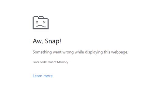 Aw Snap Error Code Out Of Memory Chrome Browser Cognos Analytics