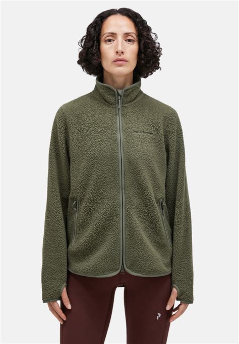 Peak Performance W Pile Zip Fleecejacka Oliveoliv
