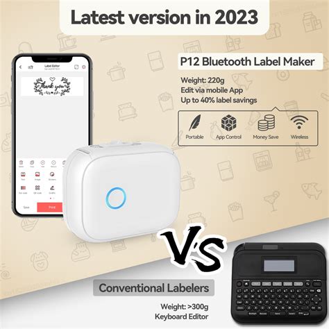 Inkless Thermal Printer P12 Portable Label Printer Bluetooth Wireless