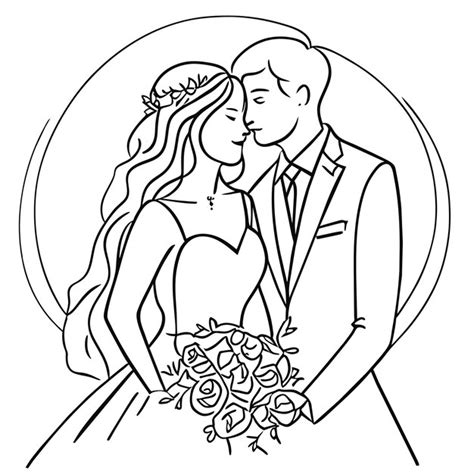 Premium Vector A Drawing Of A Couple In Love With A Bride And Groom