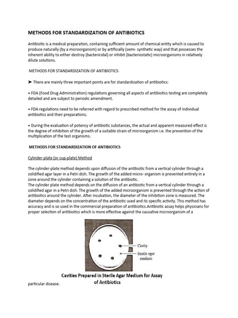 Methods For Standardization Of Antibiotics Pdf Chemistry Microbiology