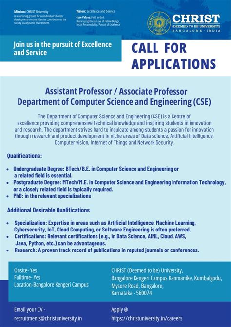 Facultyposition Academicjob Highereducation Cse Ai Ml Cybersecurity Iot Cloudcomputing