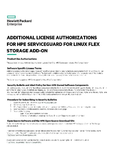 Additional License Authorizations For Hpe Serviceguard For Linux Flex Storage Add On