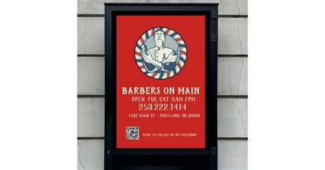 Retro Barber Badge And Qr Code Poster Zazzle