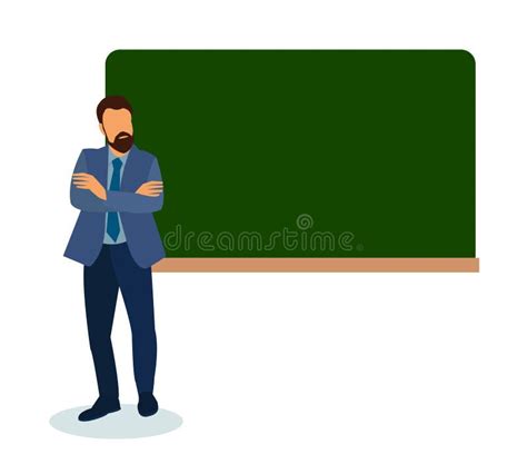 Teacher In Front Of Blackboard In Classroom Stock Vector Illustration
