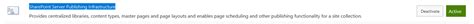 Error On Activating The Sharepoint Server Publishing Infrastructure Microsoft Community