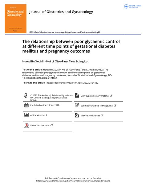 Pdf The Relationship Between Poor Glycaemic Control At Different Time Points Of Gestational