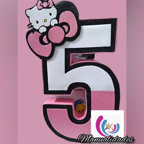 Número 5 Con Decoración Hello Kitty ☺️ Numero 3 Decorado Decoracion