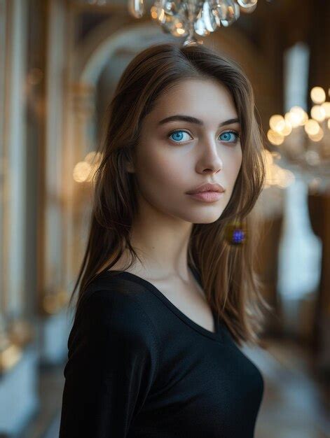 Captivating Woman With Striking Blue Eyes Premium Ai Generated Image