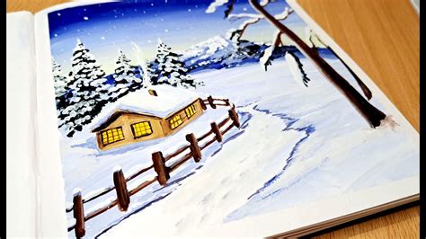 ҚЫСҚЫ ПЕЙЗАЖ Ең оңай гуашьпен қысқы пейзажды қалай салуға болады Зимний пейзаж Гуащью Youtube