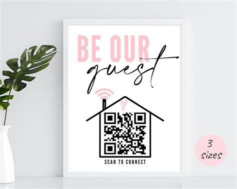 Wifi Sign QR Code Printable Editable Wifi QR Code Be Our Guest Sign Template Sizes Qr Code