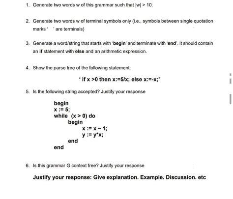 solved part g the following grammar g specifies the pascal