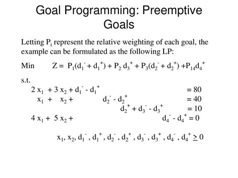 goal programming how do you find optimal solutions to the following