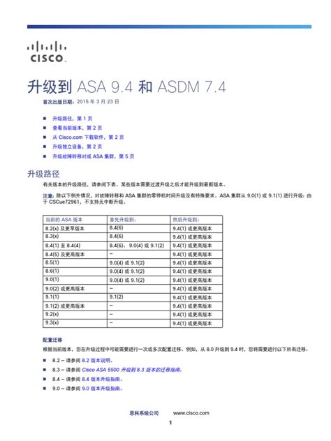 Cisco 升级到 Asa 94 和 Asdm 74 Pdf Cisco 升级到 Asa 94 和 Asdm 74 Pdf