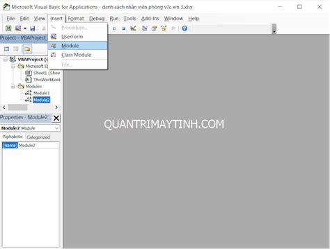 Bước Trong module bạn nhập đoạn code sau vào