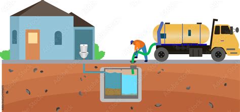 Sewer Worker Vector Illustration Septic Cleaning And Emptying Tank