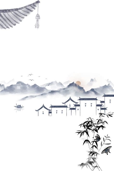 水景水墨背景图片 水景水墨背景素材图片 千库网