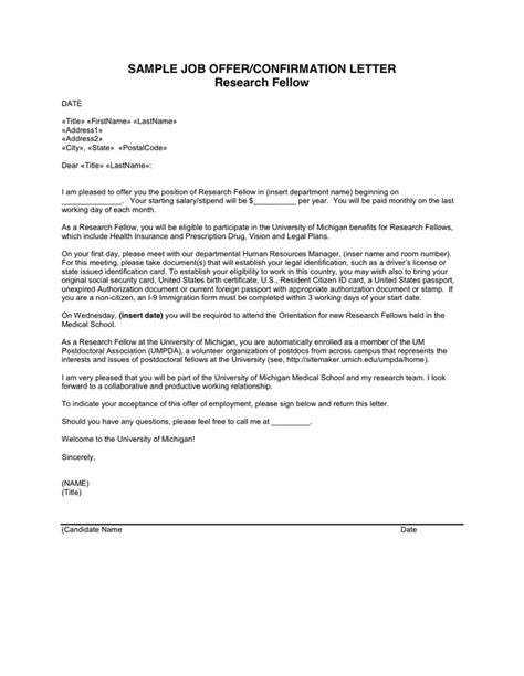 Sample Job Offer Confirmation Letter In Word And Pdf Formats