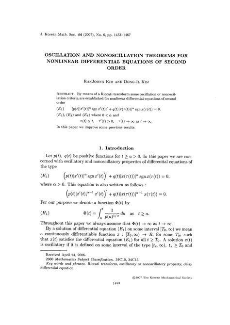Pdf Oscillation And Nonoscillation Theorems For Nonlinear Differential Equations Of Second Order