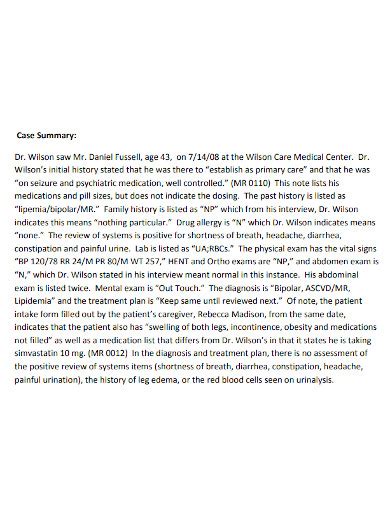 10 medical case summary examples to download