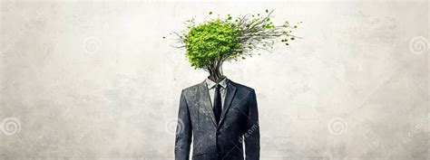 Businessman Transforming Into Tree Symbolizing Green Business Practices