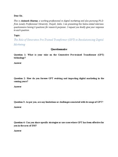 Interview Role Of Gpt In Digital Marketing Pdf