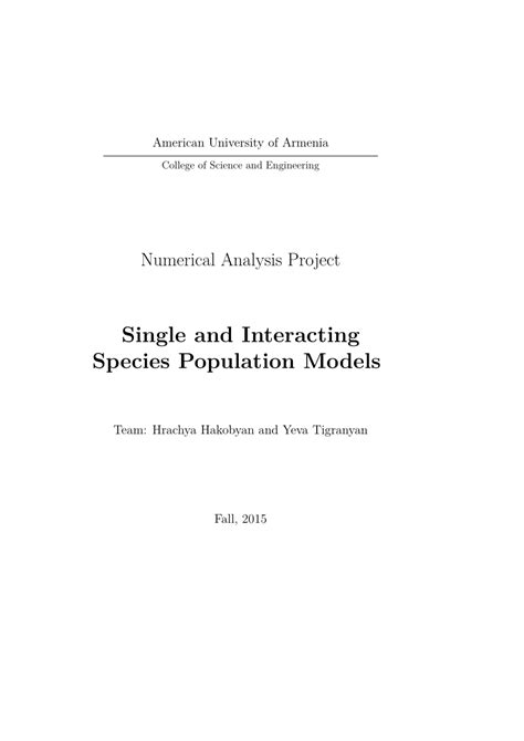 Pdf Modeling Single Species Populations With Matlab