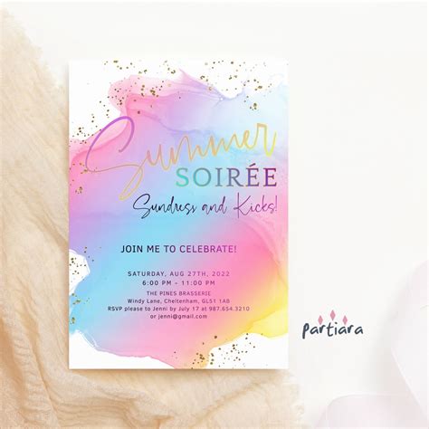 Summer Soiree Invite Printable Ladies Birthday Celebration Digital