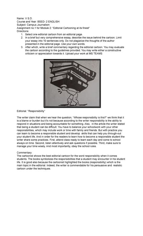 Editorial Cartooning Examples Of Lecture Notes Name V S Course
