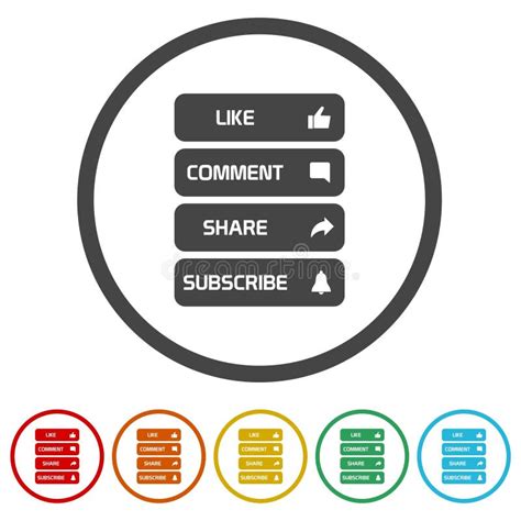 Button Subscribe Icon Set Icons In Color Circle Buttons Stock Illustration Illustration Of