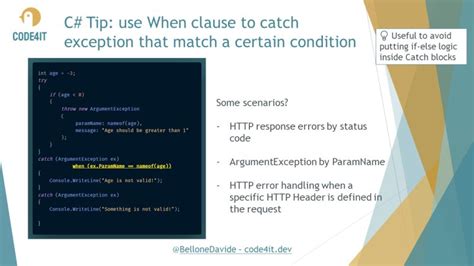 Davide Bellone On Linkedin 🌊 C When Clause To Filter Exceptions 🌊 Instead Of Using If Else