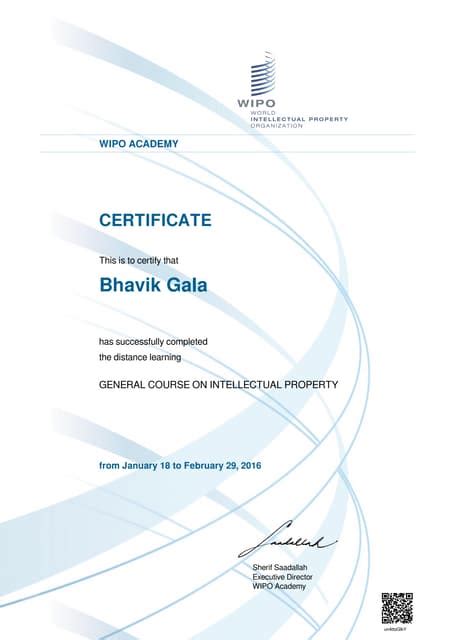 Wipo Certificate Pdf