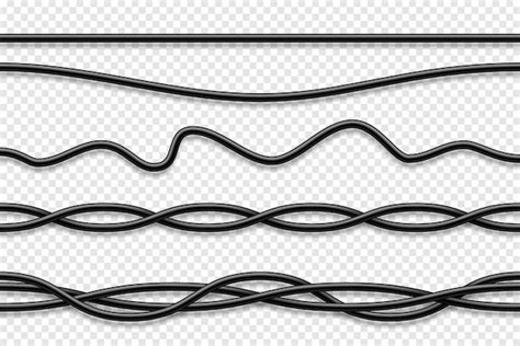 Premium Vector Flexible Cables Collection Black Electrical Wire Realistic Power Or Network