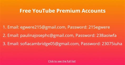 50 Free Youtube Premium Accounts Followchain