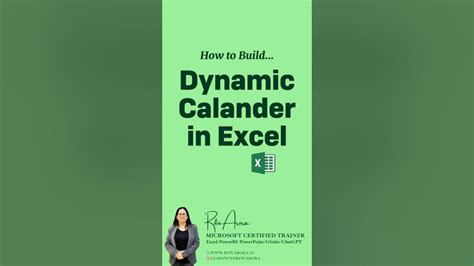 Create A Dynamic Calendar In Excel 📅🚀 Exceltips Excelcalendar Productivityhacks Learnexcel