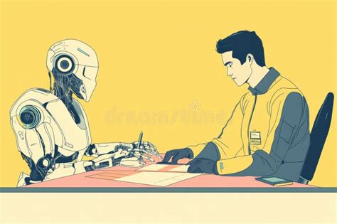 Collaboration Between A Human And A Robot On A Creative Project At A Modern Workspace