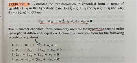 Solved Exercise 20 Consider The Transformation To Canonical